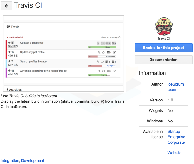 Continuous integration – iceScrum